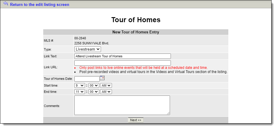 Add a Tour of Homes