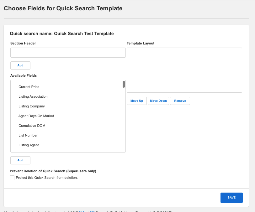Quick Search Templates