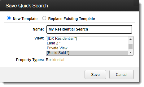Customize an Inherited Quick Search Template
