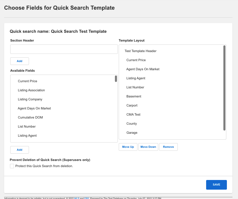 Quick Search Templates